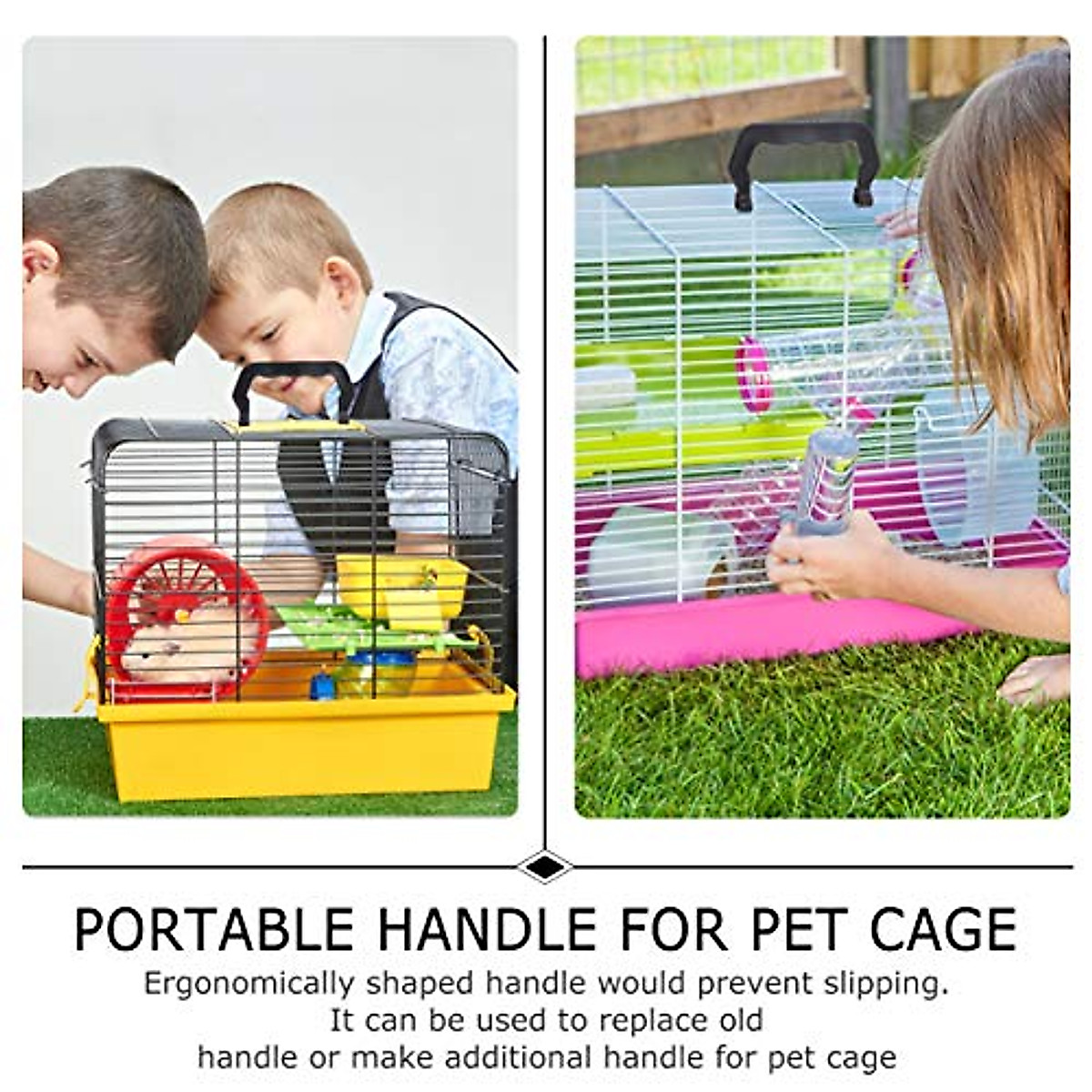 POPETPOP 10pcs Replacement Pet Cage Crate Handles Plastic Cage Handles for Squirrel Hedgehog Rabbit Chinchilla Hamster Black