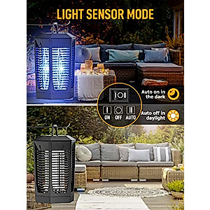 Bug Zapper Outdoor, Pophies Bug Zapper Indoor Plug in with 4200v High Powered, 18w Bug Zapper Outdoor Waterproof, Mosquito Killer Up to 2300 Sq Ft, Electric Bug Zapper for Patio Garden Home Kitchen