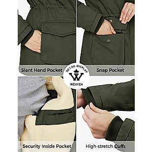 WenVen Women's Warm Fleece Lined Jacket Cotton Hooded Coat (Army Green, L)