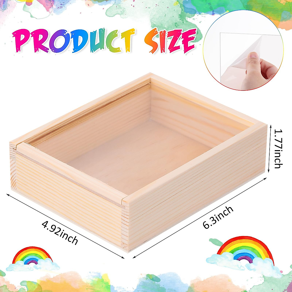 Thyle 12 Pcs Unfinished Wood Boxes, 6.3 x 4.9 x 1.8 Inch Small Rectangle Crates Wooden Box with Lid for DIY Birthday Party Favor Gift Supplies
