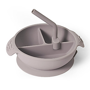 haakaa Silicone Divided Suction Bowl, Suction Plates For Babies and Toddlers - Divided Siicone Bowl For Baby Toddler Self-Feeding - Stay Put Bowl, Stone