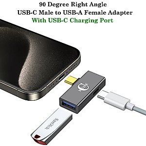 BCLINK 2-in-1 USB C to USB 3.1 Adapter with 100W Charging Port, Thunderbolt 4/3 OTG Converter for Meta Quest 2, iPhone 15, MacBook, iMac, iPad and More - Space Gray