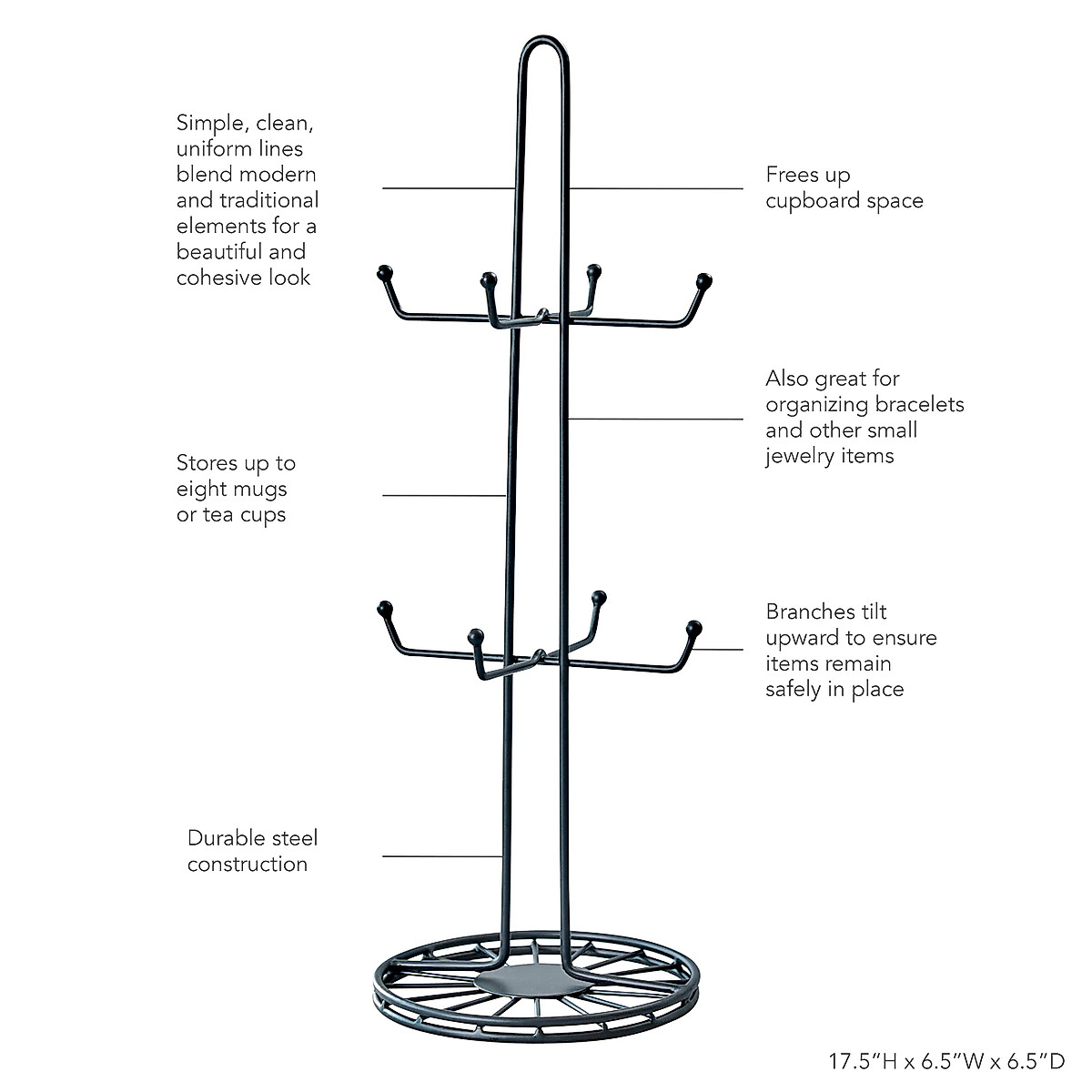 Spectrum A83410 Yumi 8-Mug Holder, Black