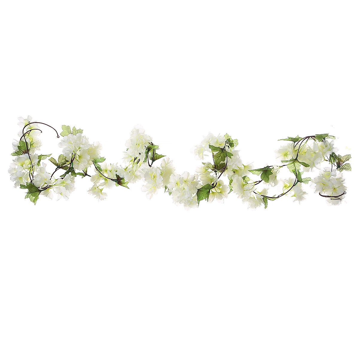UUPP 2Pcs Artificial Cherry Blossom Flower Garland Silk Fake Hanging Flower Vines for Home Wedding Decoration 7.2FT, White