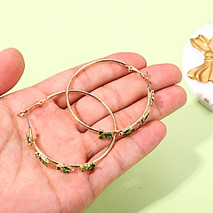 BVGA Holiday St Patrick's Day Hoop Earrings Green Shamrock Charm Earrings Festive Clover Luck Hat Leprechaun Funny Irish Hoop Earrings Jewelry Gift for Women