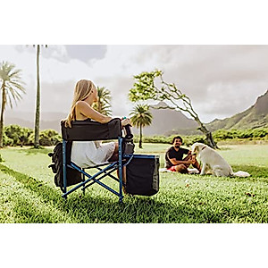 ONIVA - a Picnic Time Brand Fusion Original Design Outdoor Folding Chair, Gray with Blue Frame, 33 x 7 x 21