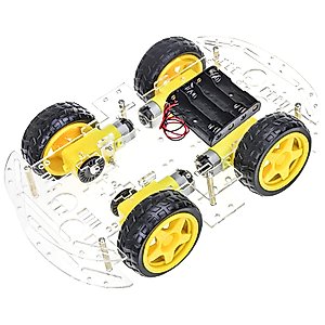 MakerFocus DIY Robot Car Smart Chassis Kit with Speed Encoder 4 Wheels 2 Layer for Ar duino UNO MEGA2560 MEGA1280 51 Microcontroller Board
