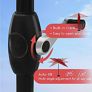 GREEN PARTY 10ft Outdoor Patio Umbrella, [Auto-Tilting] 3 Tiers Market Table Umbrellas with 1.5" Pole, 8 Sturdy Ribs, 3-Year-Non-Fading for Garden Deck Pool Backyard, Orange Red