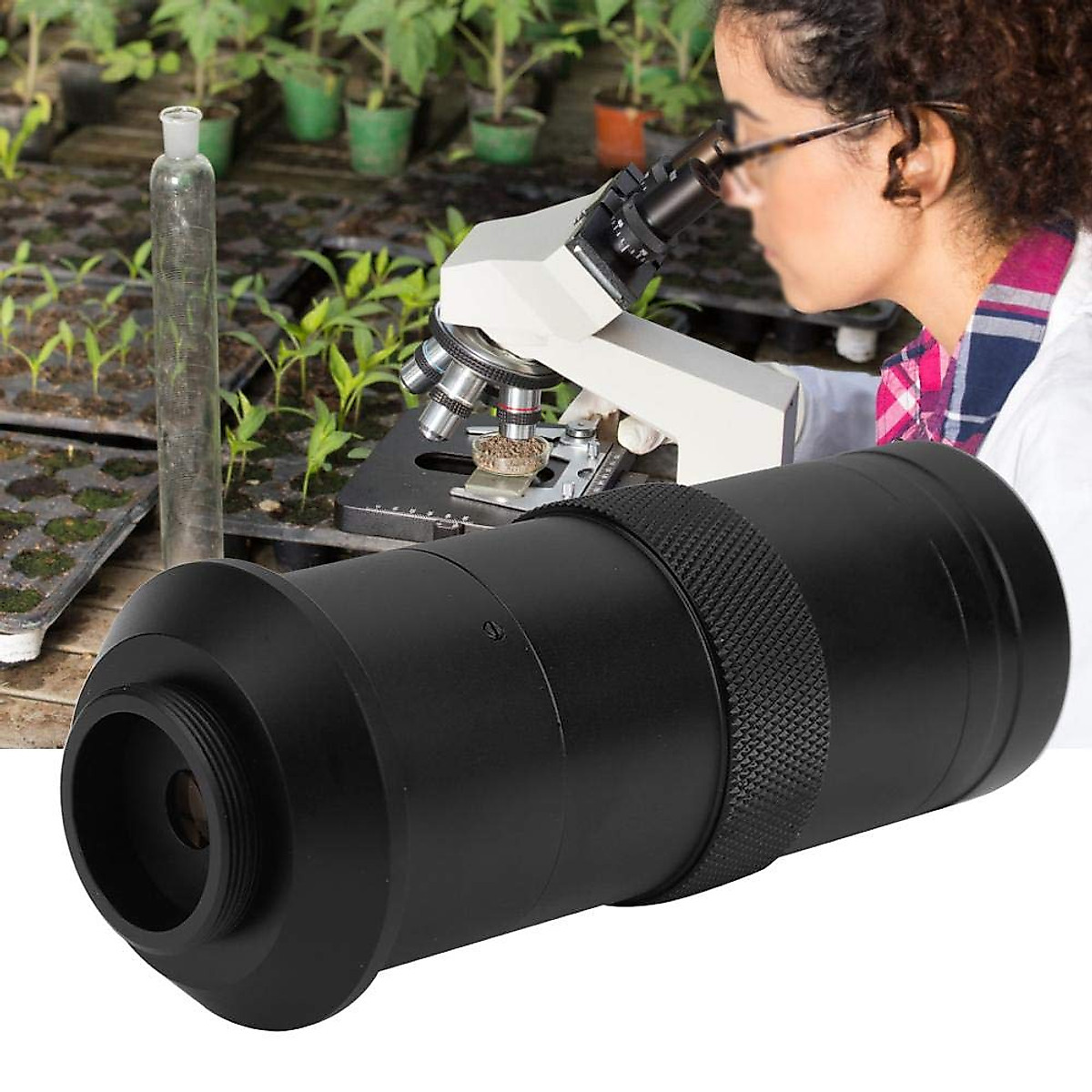 8X to 100X C Mount CCD Microscope Lens, Digital Industry Microscope Camera Lens 25mm Zoom Adjustable Magnification