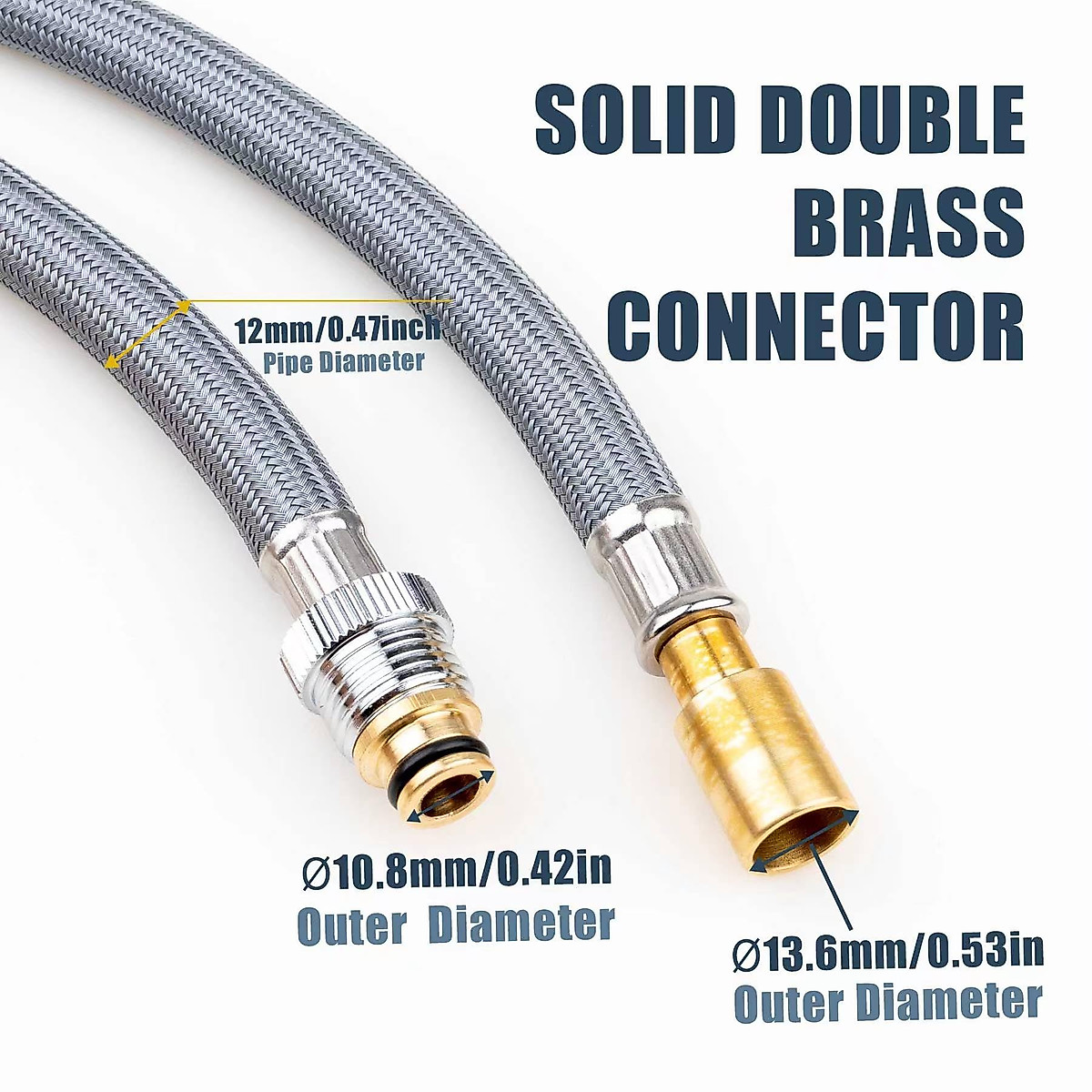 Faucet Hose for Delta Faucet Hose Replacement Parts,RP50390 RP62057 RP74608 Hose for Sink Kitchen Faucet Parts, Pull-Out and Pull-Down Fauct Hose Repair Kit, Brass Adapter, 59 Inch