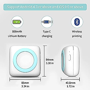 HOMESTEC Mini Printer, Label Maker Machine Portable Thermal Printer for Smartphone with Tape Wireless Bluetooth Printing