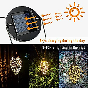 Hanging Solar Lights, Outdoor Solar Garden Lantern Retro Metal Yard Decor Solar LED Lamp Waterproof for Patio, Yard, Lawn, Pathway Decor