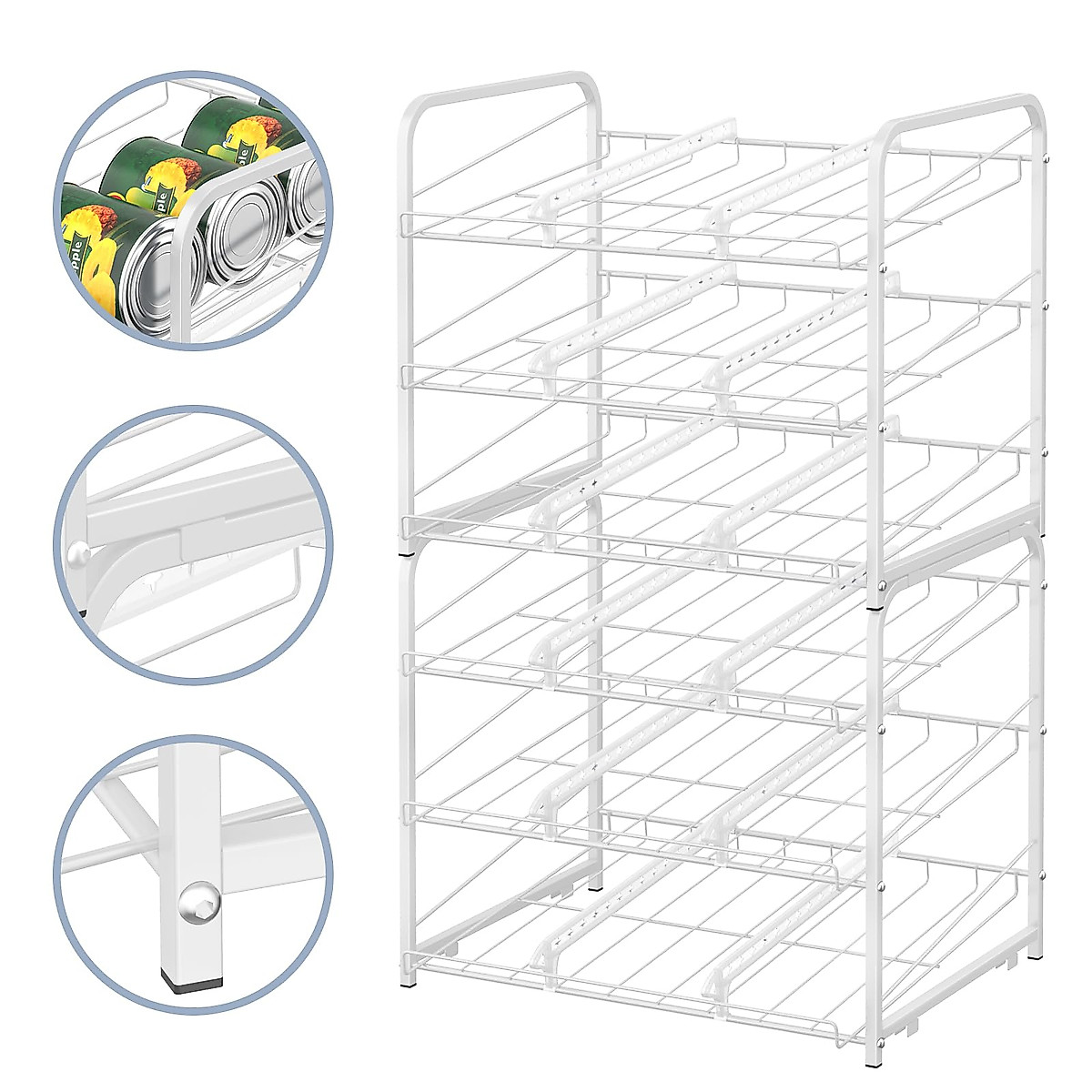 MOOACE Stackable Can Rack Organizer 2 Pack, Can Storage Dispenser for 72 Cans, Can Organizer for Pantry Kitchen Cabinet, White