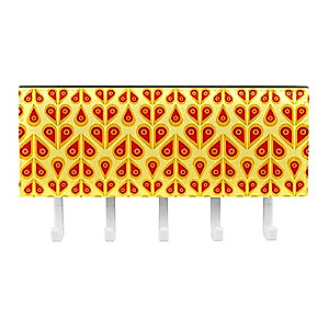 Peacock Tail Symbol Pattern Rack Organizer with 5 Hooks Wall Bathroom Kitchen Shelf Rack Multifunctional Storage Shelf