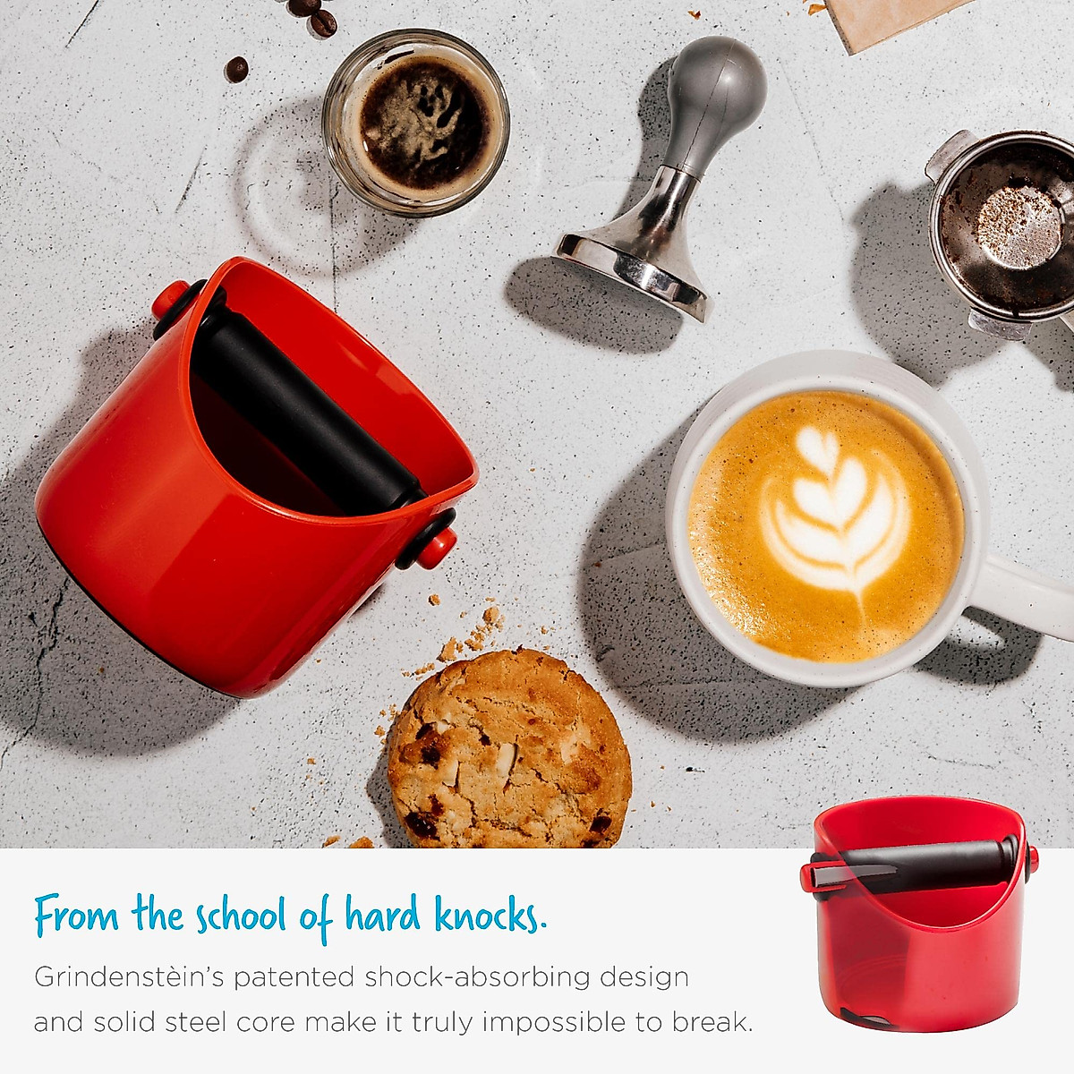 Dreamfarm Grindenstèin | Modern Espresso Knock Box | Sturdy & Compact Coffee Knock Box | Space-Saving Coffee Ground Bin with Durable Knock Bar | Easy-To-Clean Espresso Knock Boxes | Black