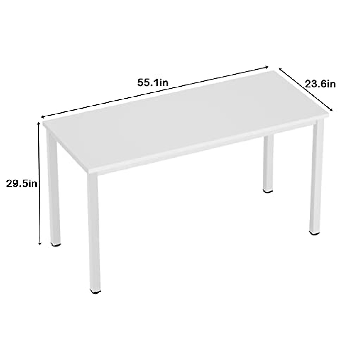 Need 55 Inch Large Computer Desk - Modern Simple Style Home Office Gaming Desk, Basic Writing Table for Study Student, White Metal Frame, White