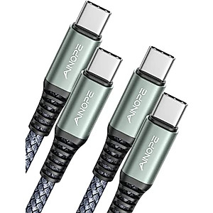 AINOPE USB C to USB C Cable,[2-Pack 10ft][Never Rupture] USB C Cable 60W 3.1A Type C Charger Cord Compatible with Samsung Galaxy S21 S21+ S20+ S10 Note 20 Ultra 10, MacBook Pro, iPad Pro/Air,Pixel 4a