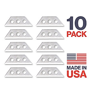 Excel Blades Mini Utility Knife Replacement Blades, Made in the USA, Multipurpose Carbon Steel Blade Replacements for Mini Box Cutters and Utility Knives, 1.1 x .375 x .018, 10-Pack