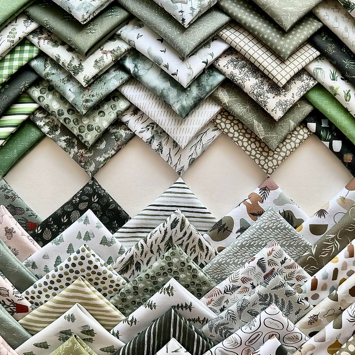 Precut Quilting Fabric Squares – 100% Cotton 60pcs 8 x 8 inches (20cm x 20cm) Sewing Fabric Bundle for Patchwork and Crafts, Turkish Cotton (Eco Style, #10)