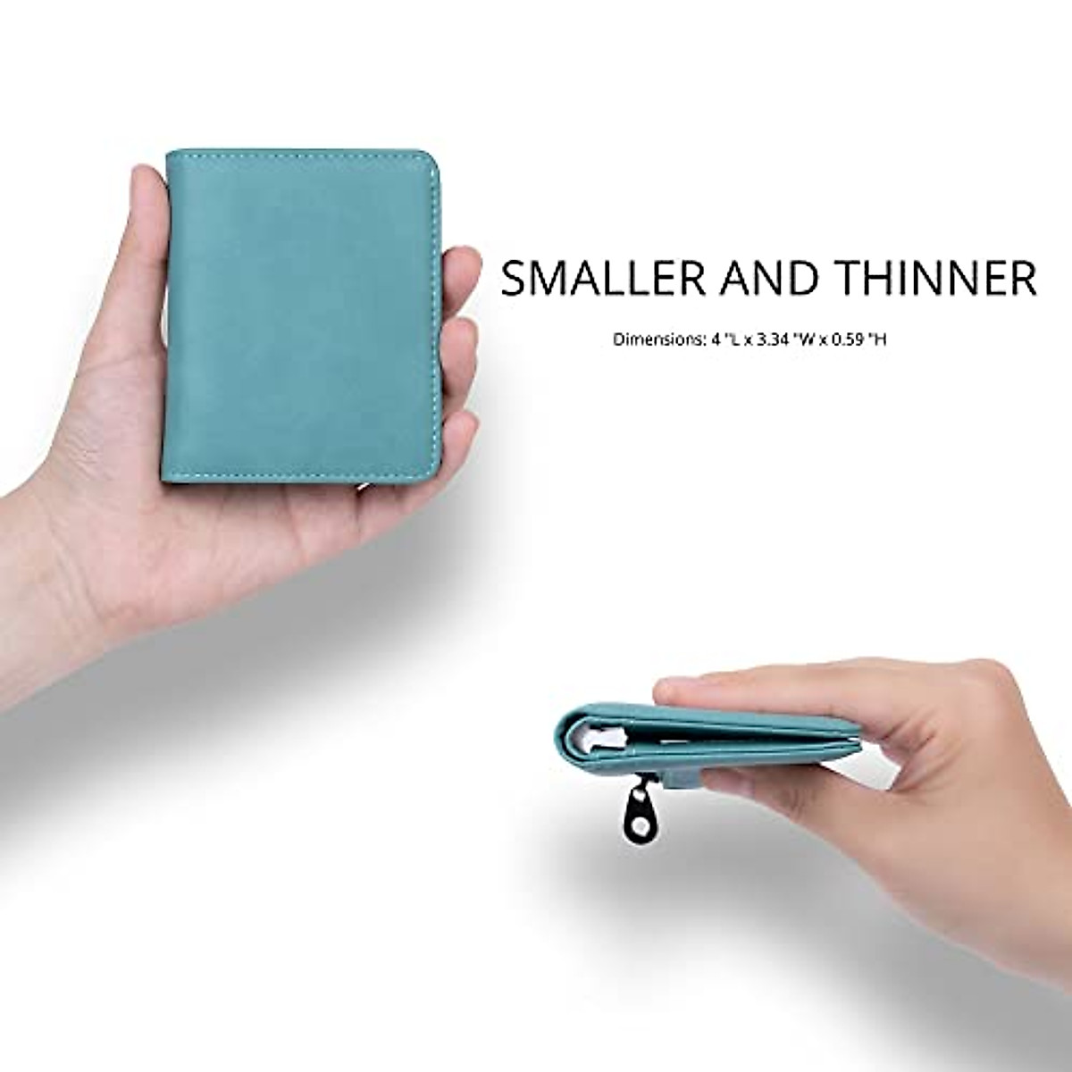 Alldaily Women's RFID Blocking Small Compact Bifold Pocket Wallet Ladies Mini Purse with ID Window (Purist Blue)