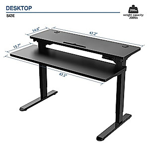AIMEZO Dual Motor Split Top Desk Height Adjustable Standing Desk Electric Stand Up Desk with Table Top (Black Top+Black Frame)