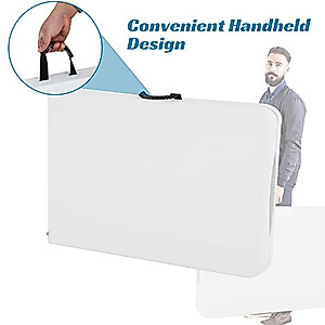 XXkseh 8FT Plastic Folding Table, Heavy Duty Utility Table, Indoor/Outdoor Use, Fold in Half, White