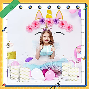 24 Pcs Gold Dot Gifts Bags Small Gift Bags Small Size Mini Gift Bag with Handles Paper Gift Wrap Bags for Nurse Teacher Party Favors Wedding Party Supplies (White, 5.9 x 4.3 x 2.4 Inch)