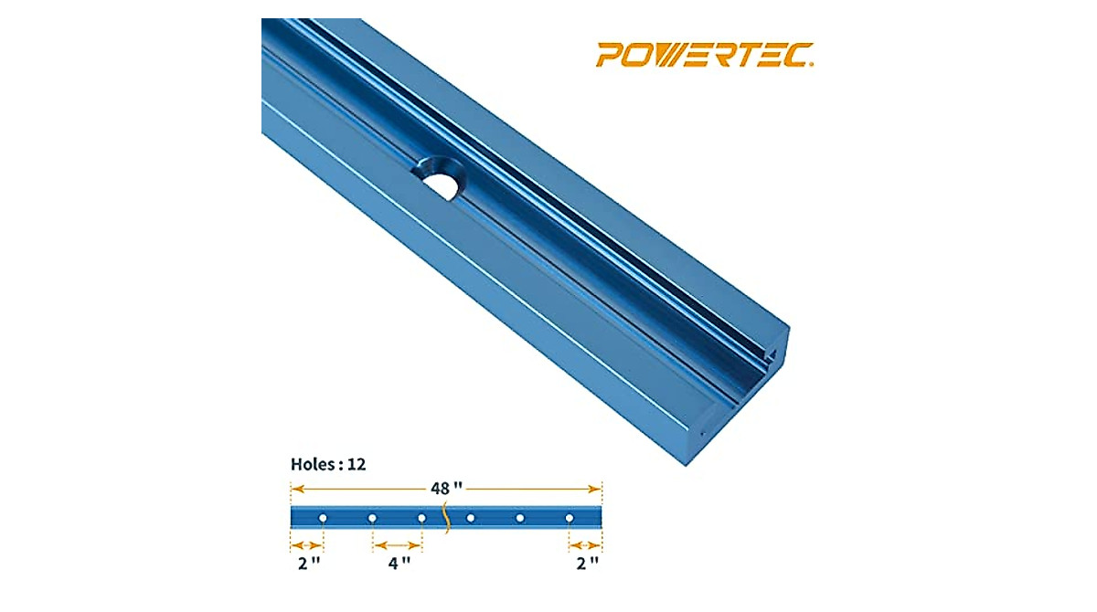 POWERTEC 71158-P3 6-Pack Aluminum T-Track for Woodworking Jigs