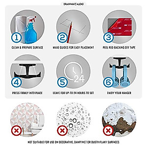 BRAINWAVZ BigT Dual Headphone Stand, Under Desk Hanger for Headphones, Gaming Headsets, Mobiles Accessories, Stick On, No Screws, Black (Big T)