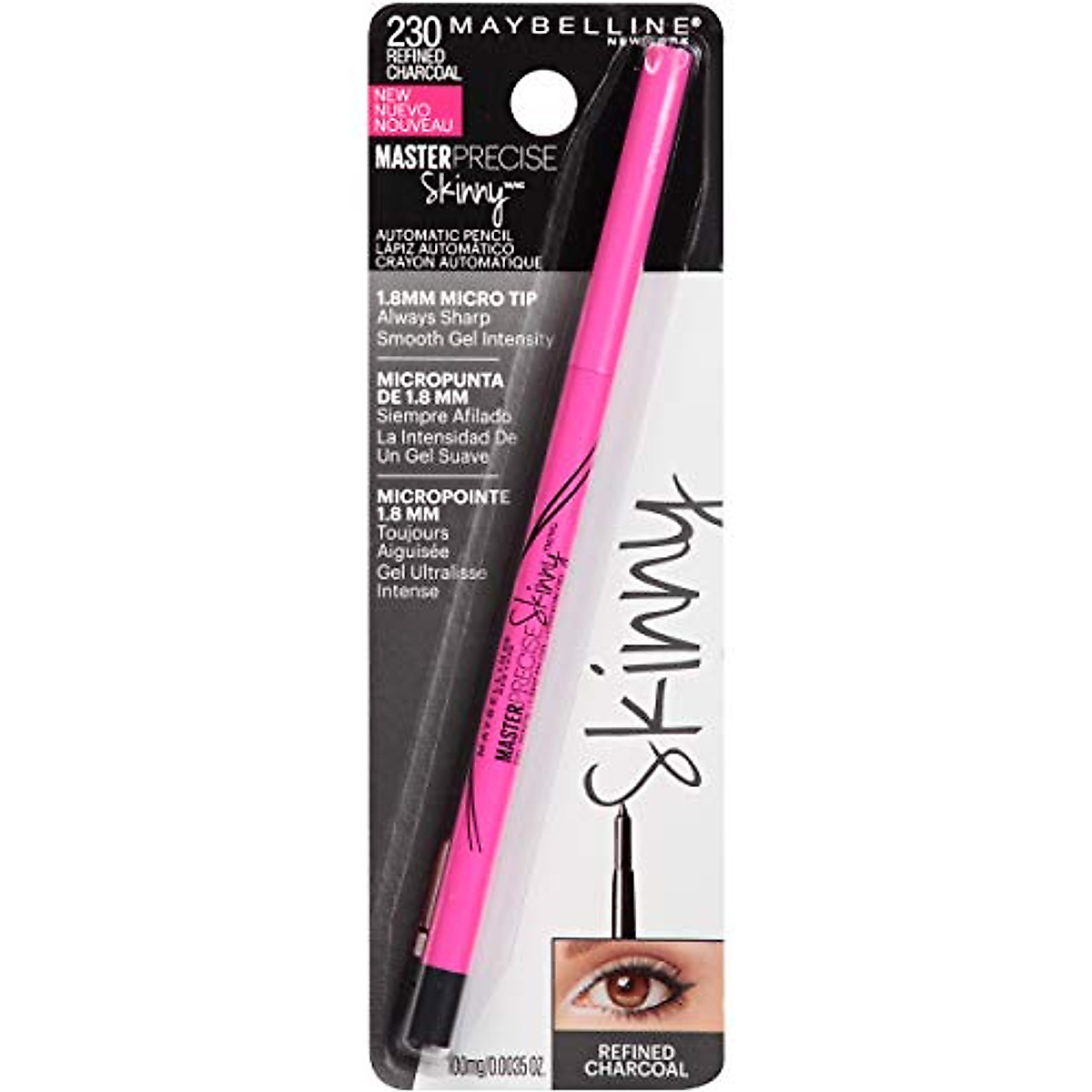 Maybelline New York Master Precise Skinny Gel Eyeliner Pencil, Refined Charcoal, 1 Count