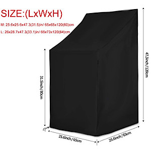 UCARE Stackable Chair Cover Waterproof 210D Oxford Fabric Patio Stacking Chair Protective Covers for Outdoor Garden Furniture Set Protector (2, L: 26x28.7x47.3(33.1) in/ 66x73x120(84) cm)