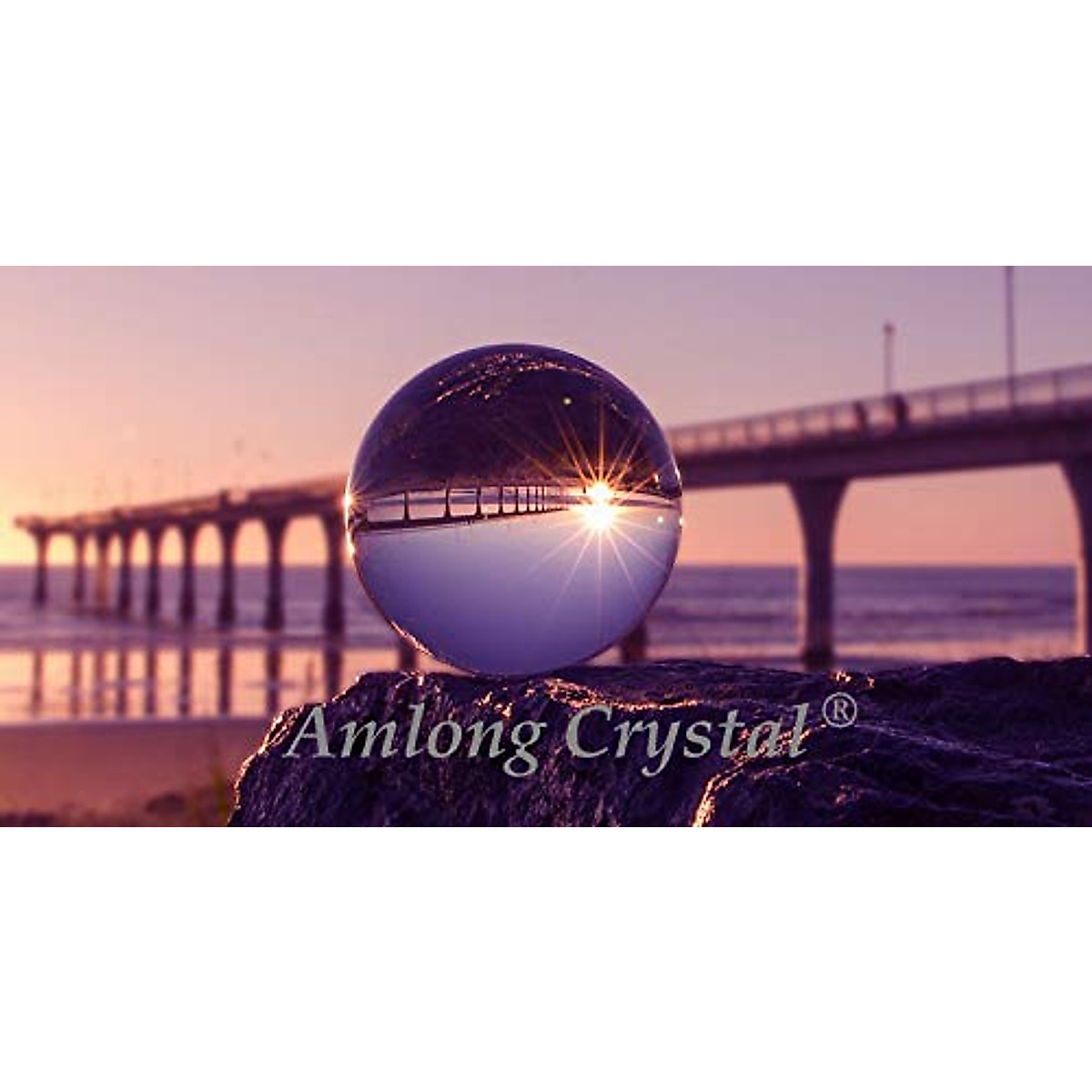 Amlong Crystal 3 inch (80mm) Clear Crystal Ball with Redwood Lion Resin Stand and Gift Box for Decorative Ball, Lensball Photography, Gazing Divination or Feng Shui, and Fortune Telling Ball