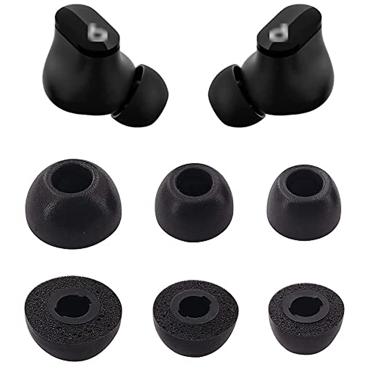 Rqker Foam Eartips Compatible with Beats Studio Buds Earbuds, 3 Pairs S/M/L Sizes Soft Memory Foam Replacement Ear Tips Earbud Tips Eartips Compatible with Beats Studio Buds, Black SML
