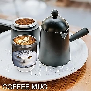 WYUSPGK 304 Stainless Steel Insulated Cup, Snowy Owl Eyes Print Smooth Rim, Durable & Reusable - Perfect for Office, Home, And Travel