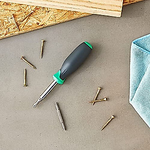 Amazon Brand - Denali 6 In 1 Multi-Bit Screwdriver/Nut Driver, Multicolor(Silver, Northern Glow Green, Grey)