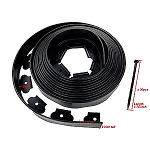 Hugeleaf Garden Flex Lawn Edging, Paver Edging, No-Dig, Landscape Edging, Plant Border, Garden Edging, Flower Bed Edging, Length 30 Feet Black