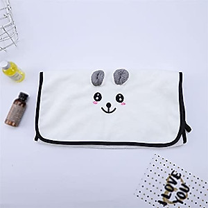 CEHSG Towel High-Density Coral Velvet Cartoon Big Ear Towel Embroidered Soft Absorbent Towel