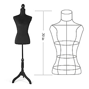 Mannequins Body Female Sewing Mannequin, 52-64 Inch Adjustable Mannequin Dress Forms for Sewing,Mannequin Torso Jewelry Display Wood Tripod Stand Clothing Forms,Black