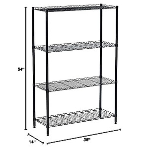 TRINITY 4-Tier NSF Wire Shelving Rack, 36 by 14 by 54-Inch, Bronze