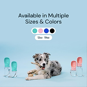 MalsiPree Dog Water Bottle Portable – Leak Proof and Lightweight Water Bottle for Dogs – Dog Travel Water Bottle with Bowl – Dog Walking Accessories (12OZ, Black)