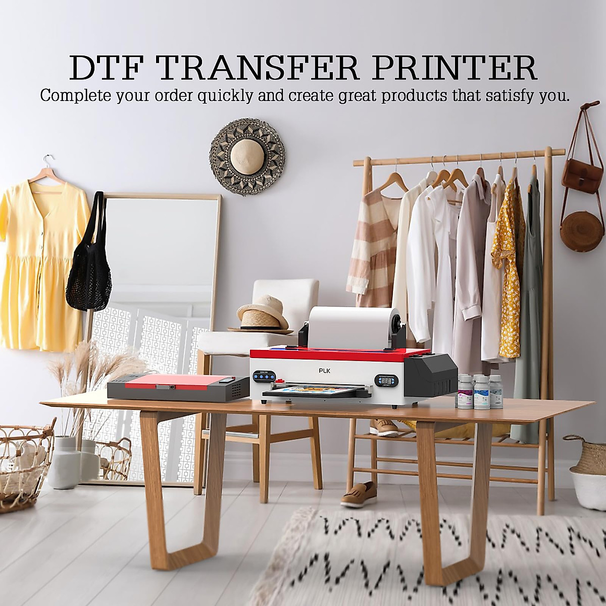 DTF L1800 Transfer Printer with Roll Feeder, Direct to Film Print Preheating A3 DTF Printer for DIY Print T-Shirts, Hoodie, Fabrics (A3 DTF Printer + Oven)