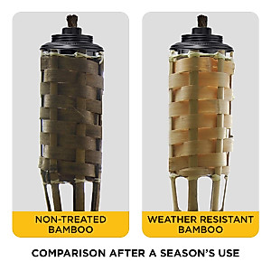 TIKI Brand Weather Resistant Coated Torch, Outdoor Décor for Home, Garden, Patio 12-Pack 57 in Bamboo, 1120116, Pack of 12, Natural,Pack of 12