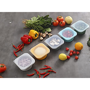 KEVJES Stackable Silicone Artisan Pizza Dough Proofing Containers with Lids pizza making accessories (1 Yellow+1 Green+1Blue+1 Gray+1 Space Gray)