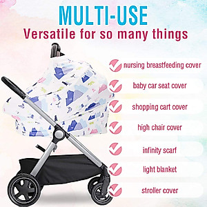 GFU Baby Car Seat Cover for Baby Boys and Girls, Carseat Canopy for Infant, Multi- use Nursing Covers, Stretchy Baby Car Seat Cover for Stroller/High Chair/Shopping Cart/Car Seat Canopies