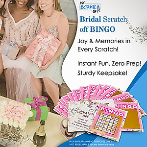 My Scratch Offs - 26 Pink Floral Scratch Off Bingo Cards Perfect for Bridal Shower Games, Wedding Party, Bridal Party Favors - Fun and Easy Bingo Game Cards