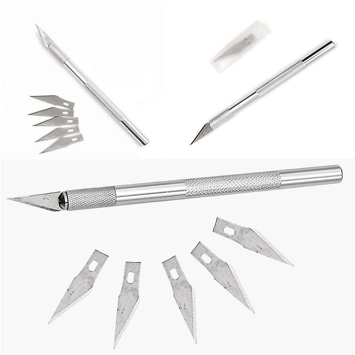 Comidox 2 Sets Stainless Steel Precision Carving Cutter Craft Knife Solid Metal Pen Knife Razor Tool for Phone PC Tablet Drone Repair DIY Art Work Sculpture