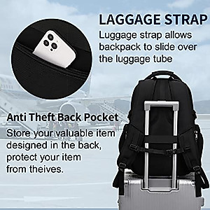 YANIMENGNU Travel Laptop Backpack 17 inch, Business Anti-Theft Durable Waterproof Backpack, Unisex With USB Charging Port.