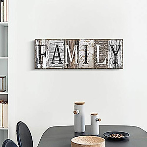 Quotes Wall Art Decor, Family Decorative Signs Inspirational Motto Canvas Prints (With Solid Wood Inner Frame) (Family, 6 x 17 inch)