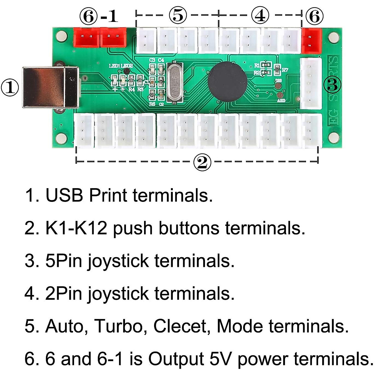 EG STARTS 2 Player Arcade Games DIY Kit Parts 2 Ellipse Oval Joystick Handles + 20 LED lit Arcade Buttons (Mixed Color Kit)