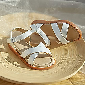 Otter MOMO Girls Sandals Open Toe Princess Flat Sandals with Ruffle Size 7 Summer Sandals